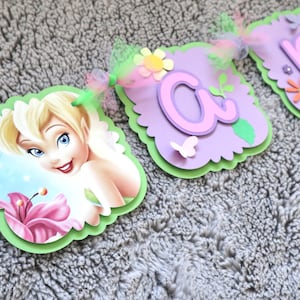 Tinkerbell Fairies Inspired Birthday Banner Cupcake Toppers - Etsy