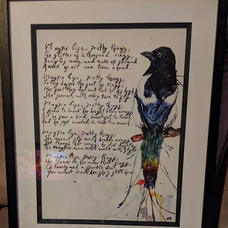 Poetry Print: A3 Magpie Life Original Watercolor and Poetry Print - Etsy