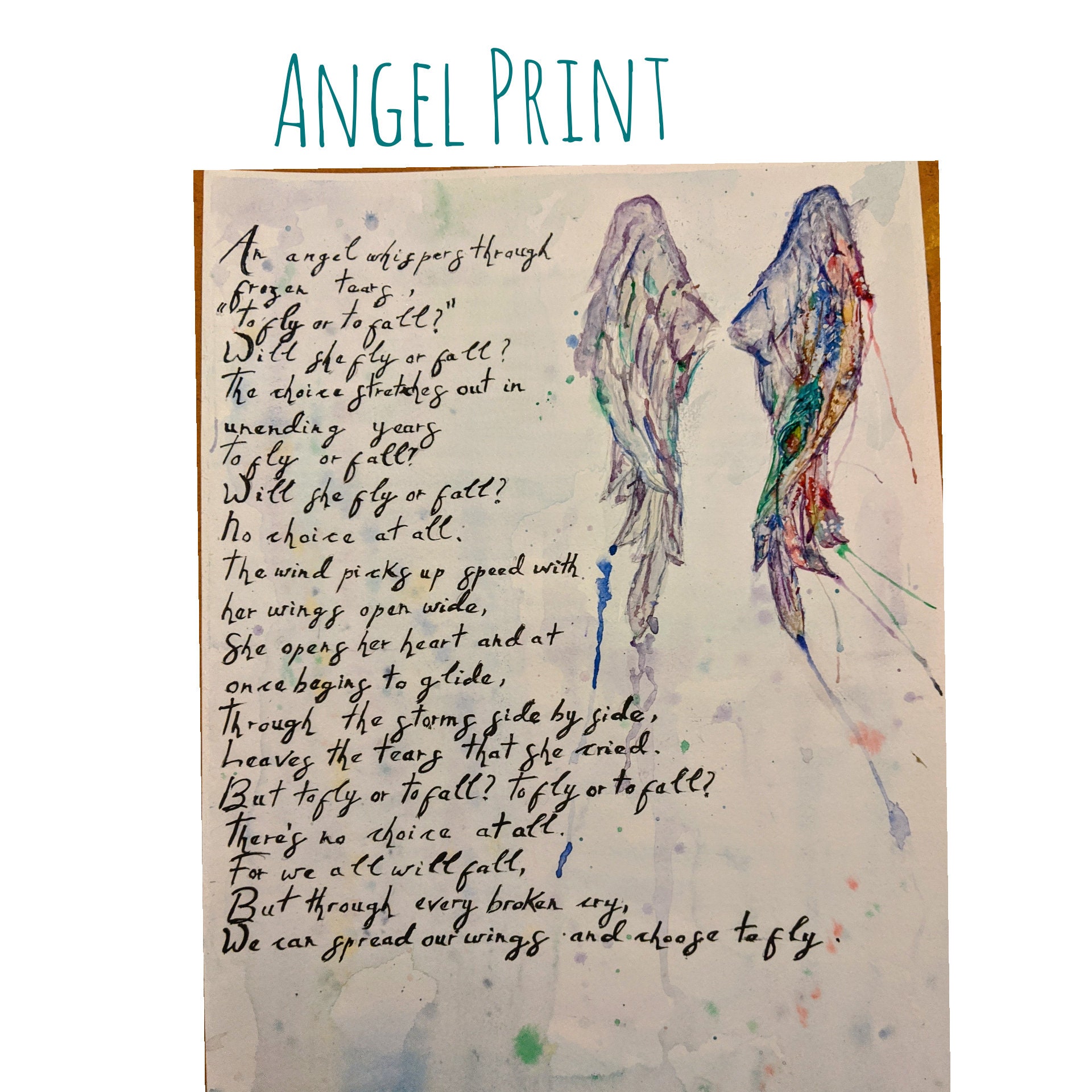 Buy Poetry Wall Art Print A3, Angels, Watercolor, Home Decor Print ...