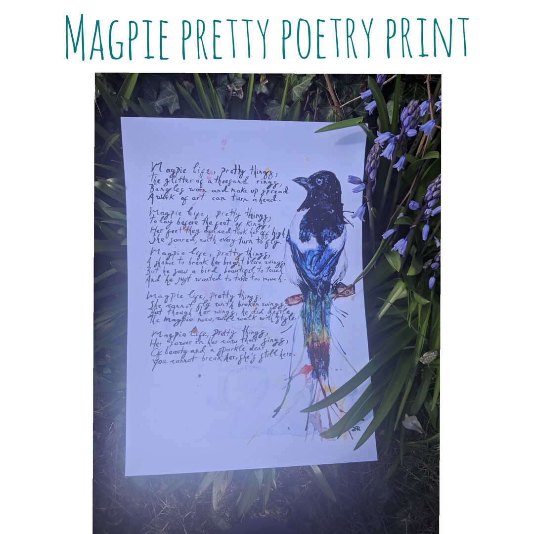 Poetry Print: A3 Magpie Life Original Watercolor and Poetry Print - Etsy