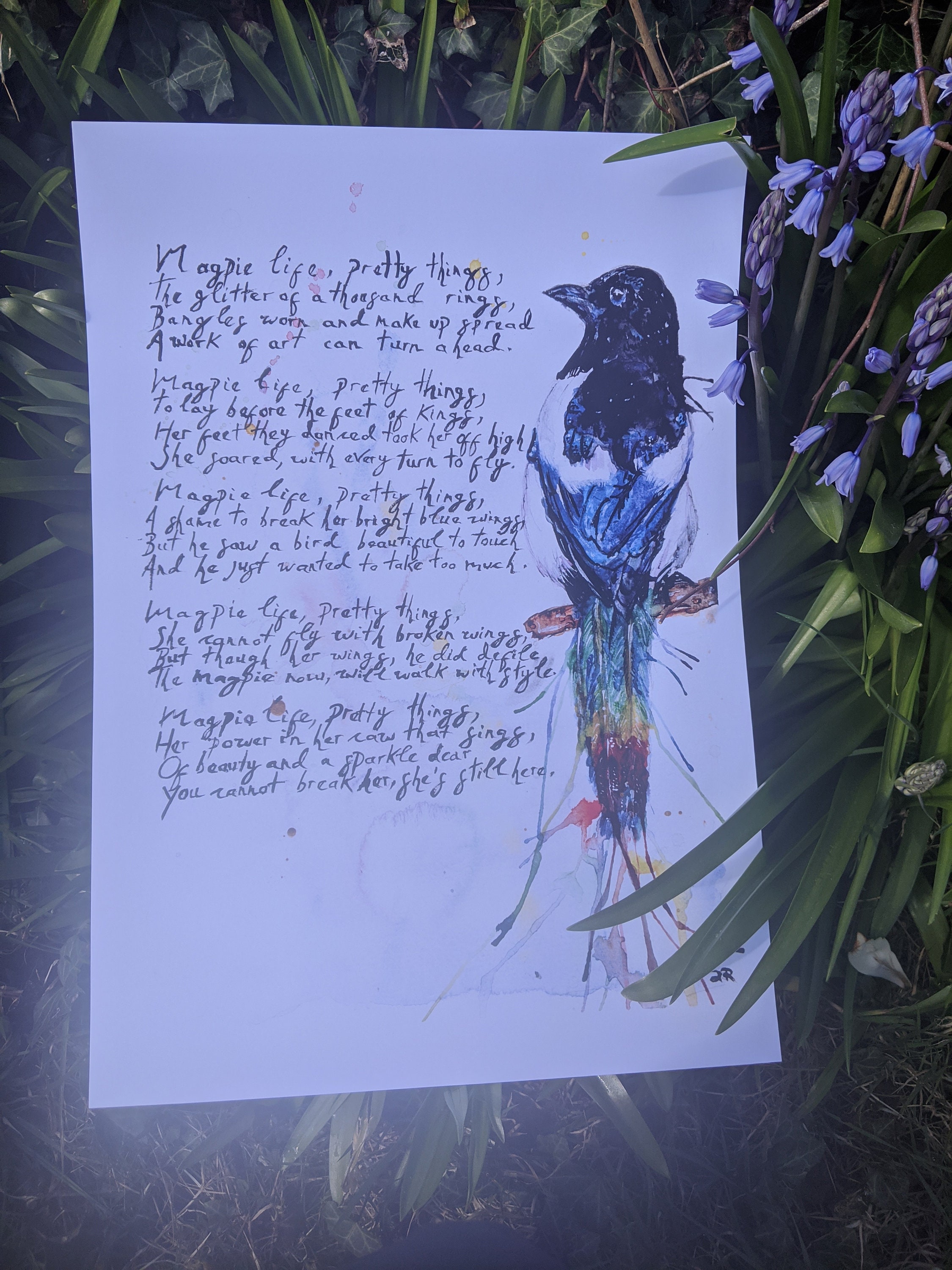 Poetry Print: A3 Magpie Life Original Watercolor and Poetry Print - Etsy