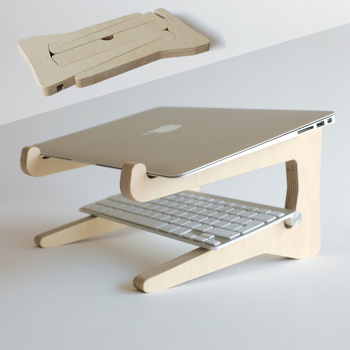 Wooden Laptop Stand : Foldable Notebook Desk Riser Made in - Etsy