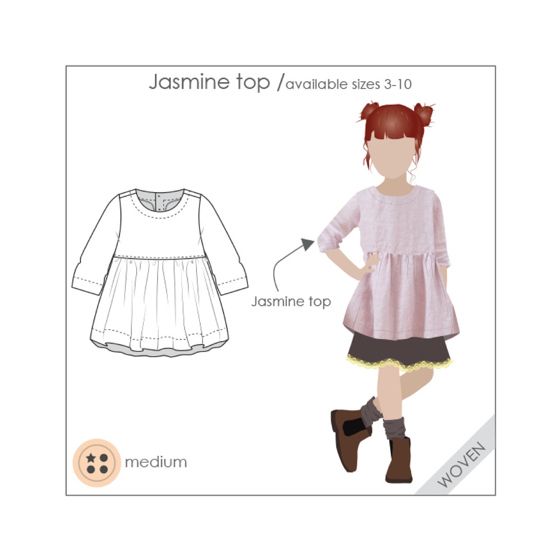 Girls Top Button Back - PDF Pattern, Pdf Kids Pattern, Sewing Pattern ...