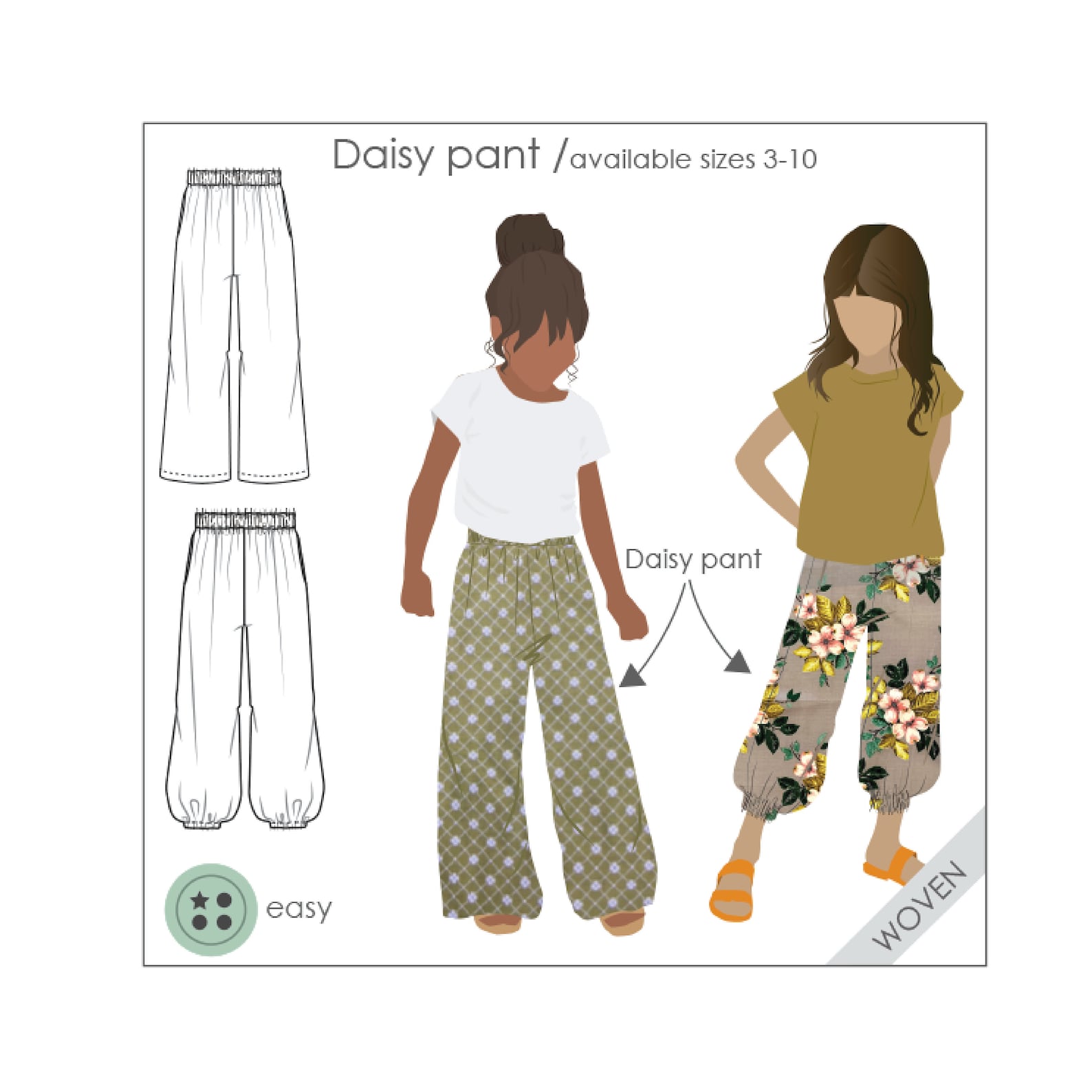 Girls Pant PDF Pattern Sewing Pattern Sew for Girls Pdf - Etsy