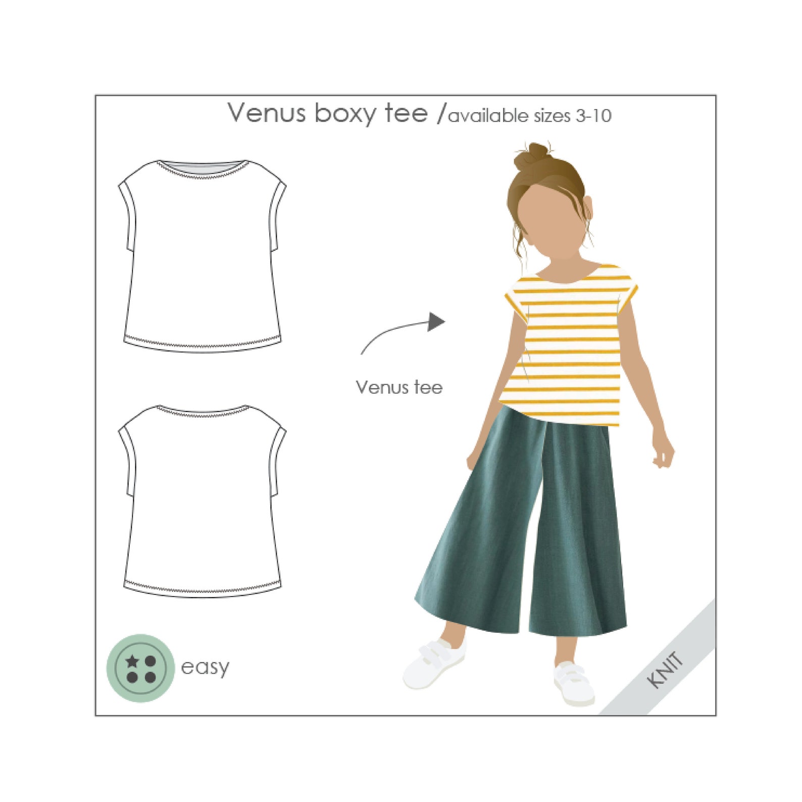 Girls Knit Top- PDF Pattern, Sewing Pattern for Girls, Sewing Patterns ...