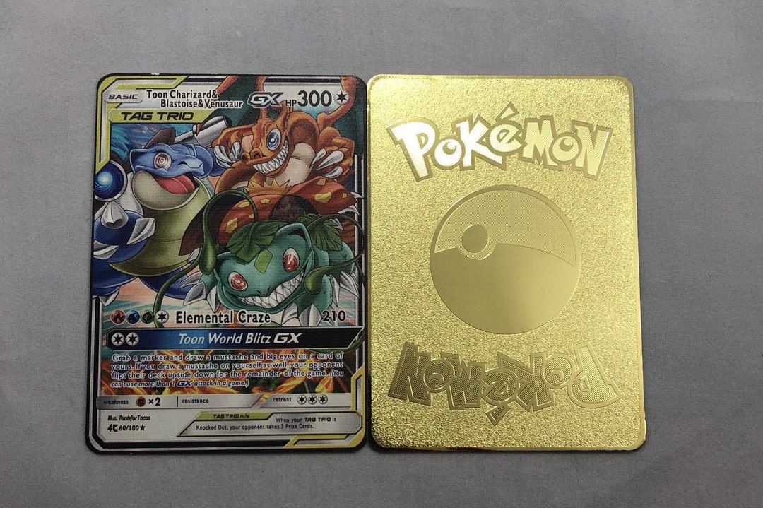 Toon Charizard Blastoise Venusaur Tag Trio Metal Pokemon Card - Etsy España