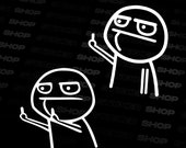 X2 Middle Finger Meme Guy Decal / Sticker SET Funny JDM Car - Etsy