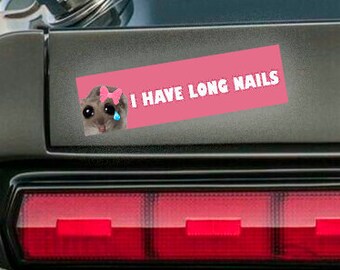 New Driver Pls Be Nice Sad Hamster Car Bumper Sticker Crying Funny Cute ...