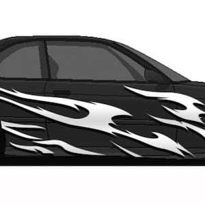 Flames Livery Car Side Sticker, Custom Vehicle Wrap for Race Car Drift ...