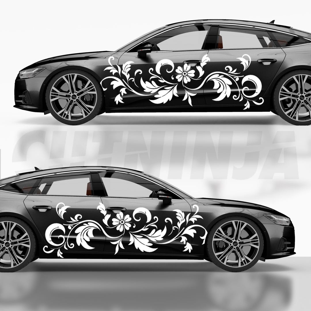Graphic Exotic Flowers Car Vinyl Decal – Decorative Sticker for Truck ...