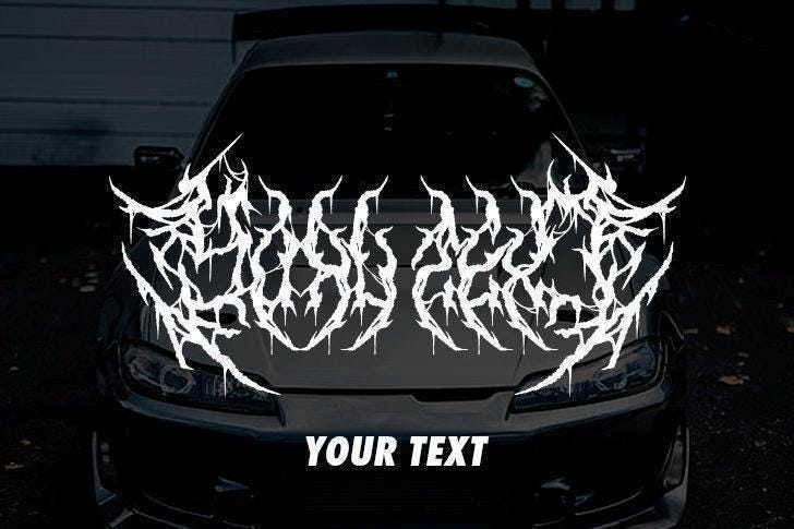 Car Window Graphic, Custom Text, Metal Windshield Decal, Custom Gothic ...