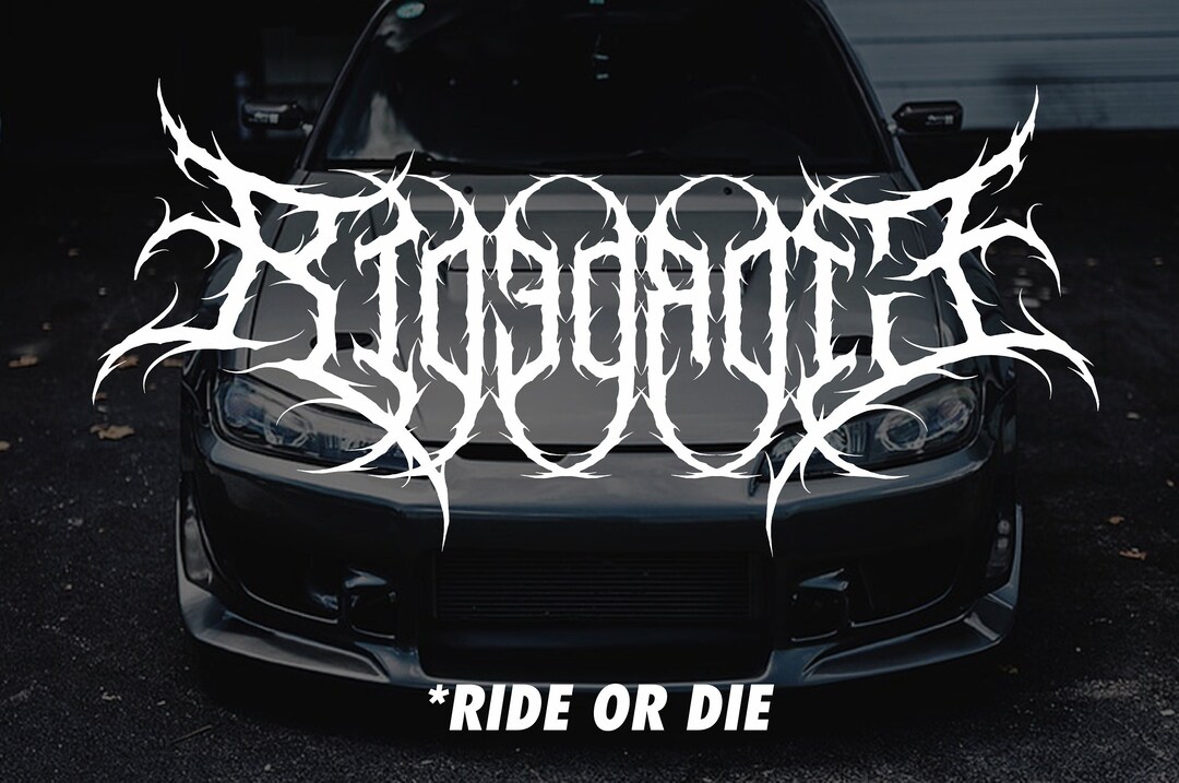 Ride or Die Death Metal Style Decal! Custom Text Windshield Visor ...