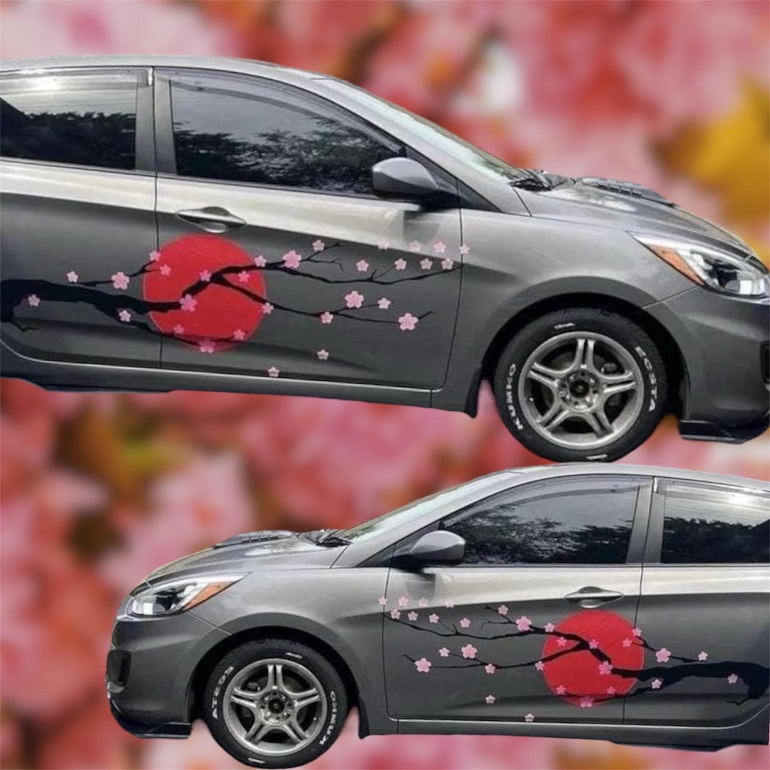 Sakura Cherry Blossom Car Decal, Stance Style Sticker and Itasha Wrap ...