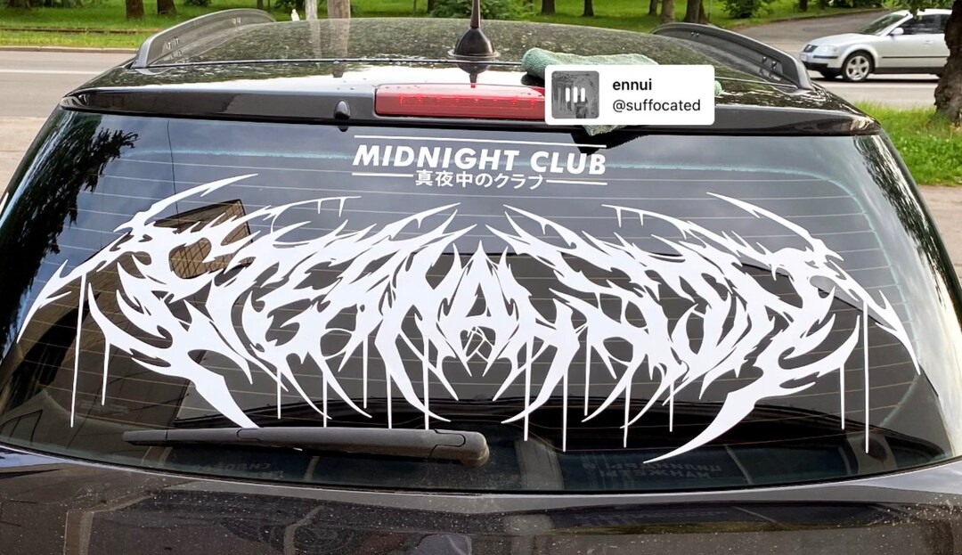 Death Metal Style Car Anarchy Banner ! Edgy Halloween Scary Skull Dark ...