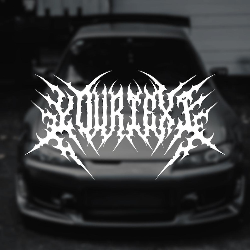 Custom Car Decal, Gothic Car Decal, Text Car Sticker, Metal Font Decal ...