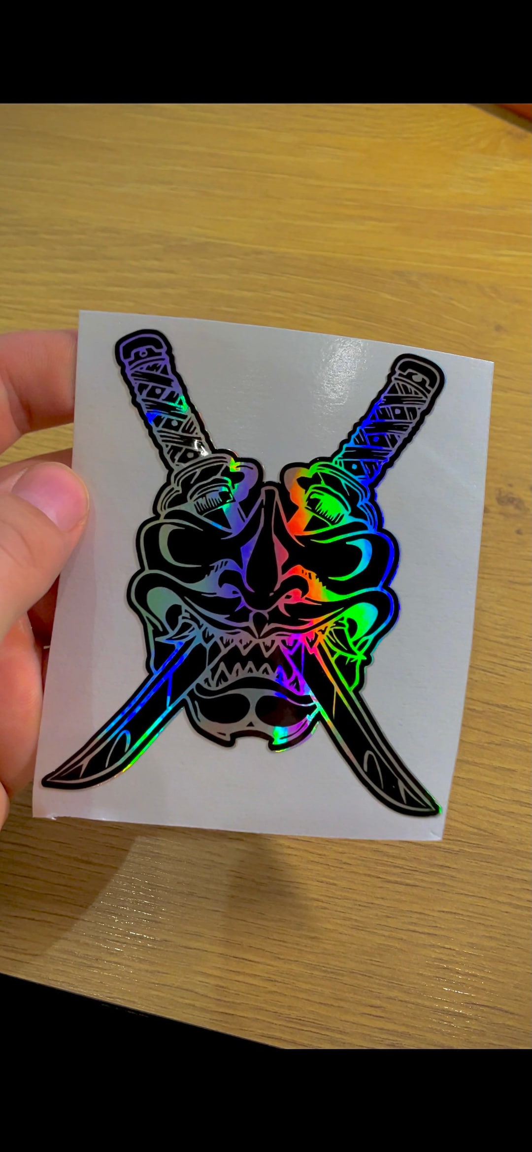 Samurai Katana JDM Oil Slick Sticker Oni Mask Anime Decal - Etsy