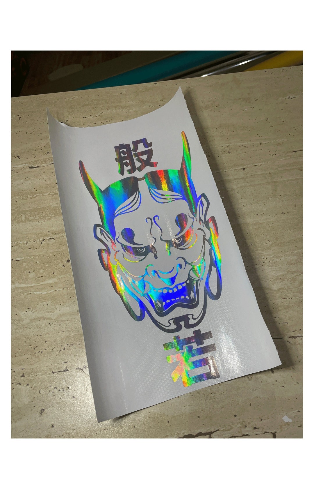 Samurai Katana JDM Oil Slick Sticker Oni Mask - Anime Decal - Japan Car ...