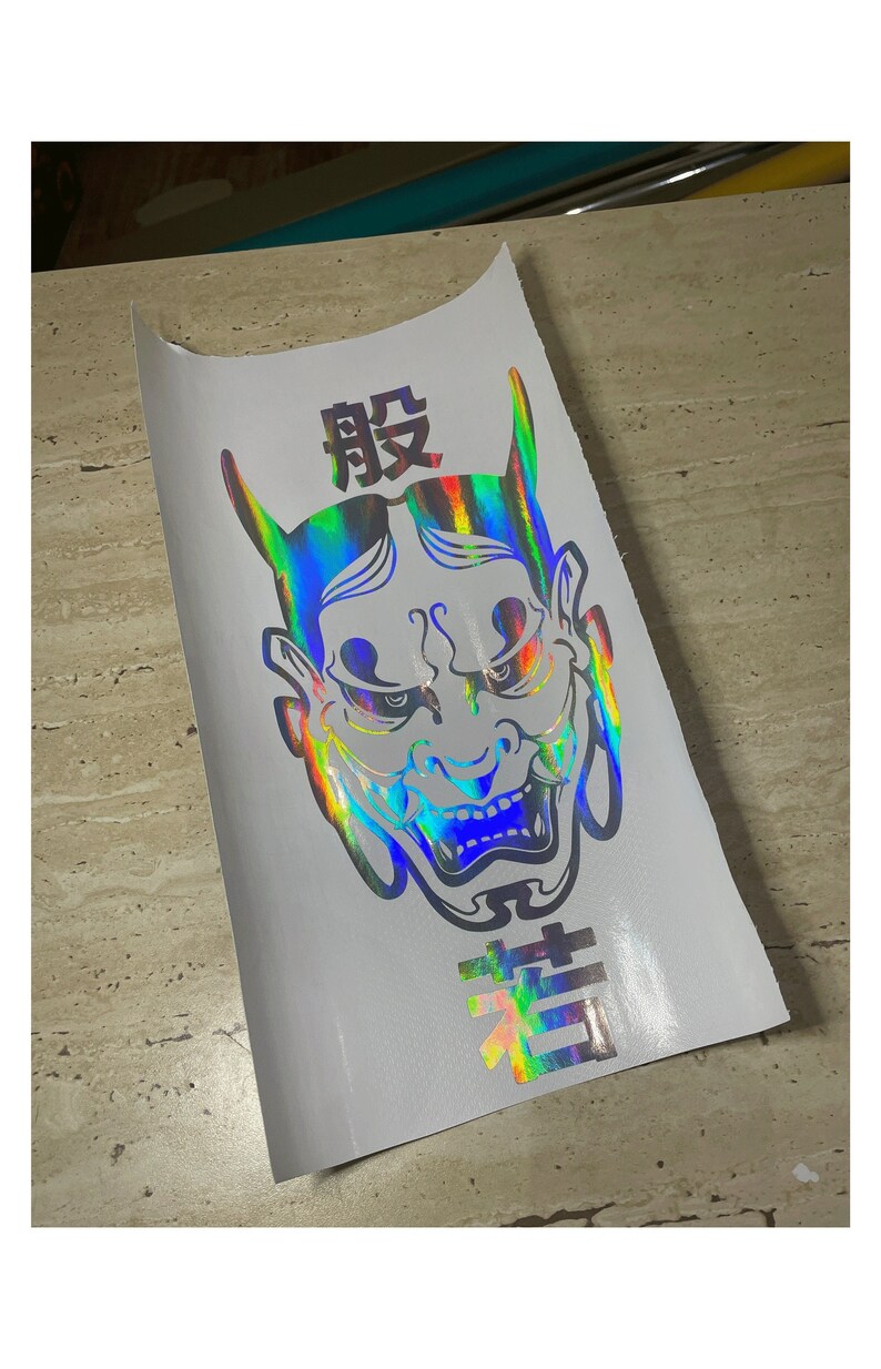 Samurai Katana JDM Oil Slick Sticker Oni Mask Anime Decal - Etsy