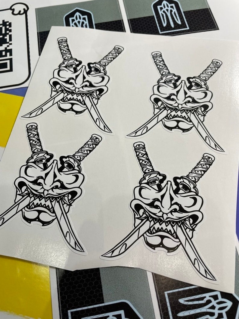 Samurai Katana JDM Oil Slick Sticker Oni Mask Anime Decal - Etsy