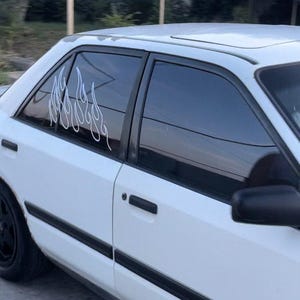 Fire Flame Car Window Decal, JDM Vinyl Car Sticker for Windshield or ...