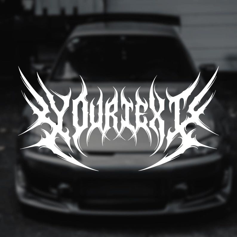 Custom Car Decal, Gothic Car Decal, Text Car Sticker, Metal Font Decal ...