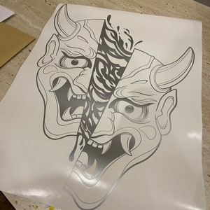 Samurai Oni Mask JDM Oil Slick Sticker Oni Mask - Anime Decal - Japan ...