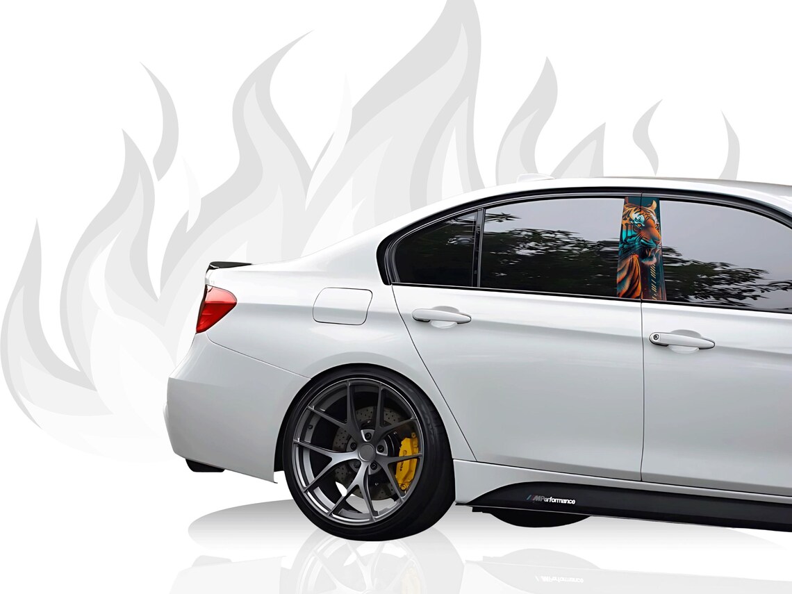 Tiger Car Pillar Sticker, Car Doors Wrap, Custom Vehicle Wrap With ...