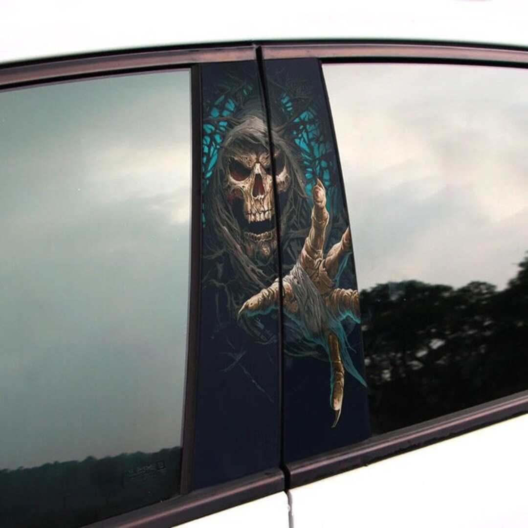 Skull JDM Door Pillar Wrap, Car Sticker Decal With Oni Demon Design ...