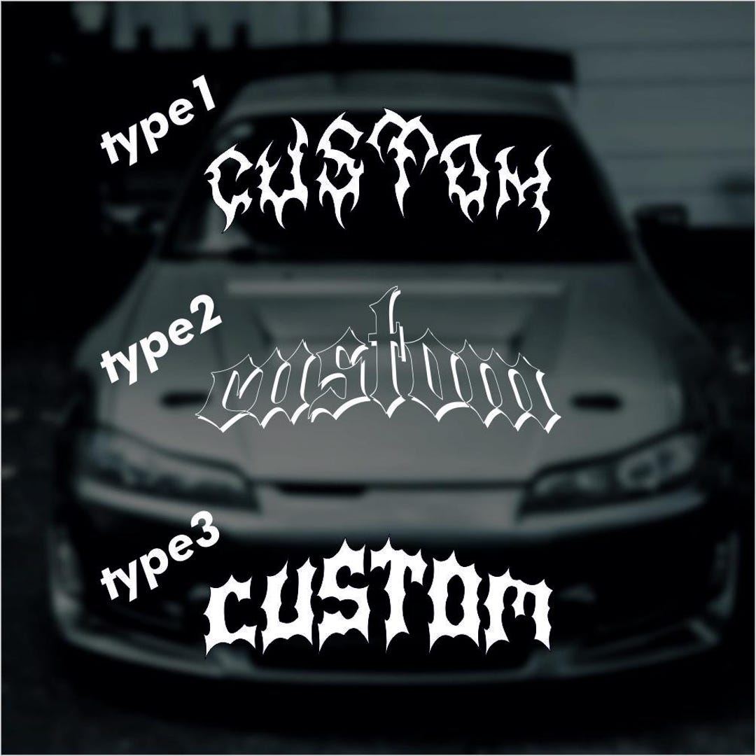Custom Car Decal, Gothic Car Decal, Text Car Sticker, Metal Font Decal ...