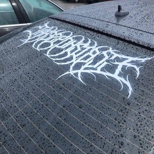 Hated Death Metal Style Decal! Custom Text Windshield Visor Banner ...