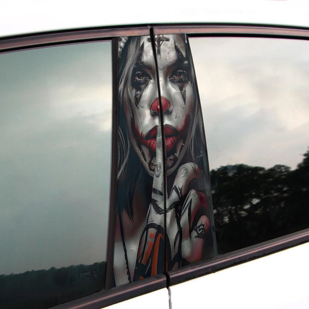 Scary Car Doors Pillar Decal Livery Sticker Clown Wrap - ANY IMAGE ...