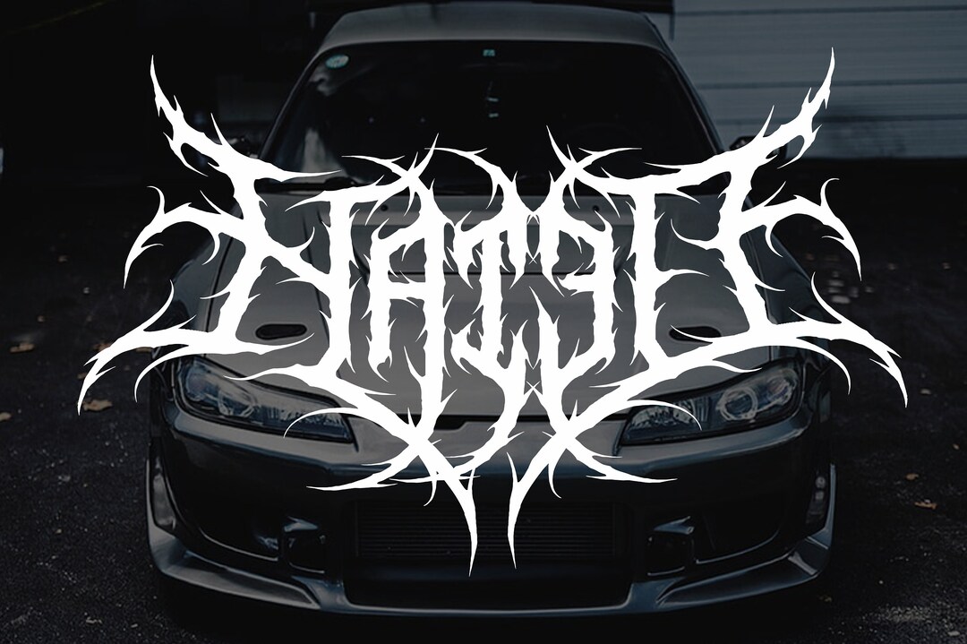 Hated Death Metal Style Decal! Custom Text Windshield Visor Banner ...