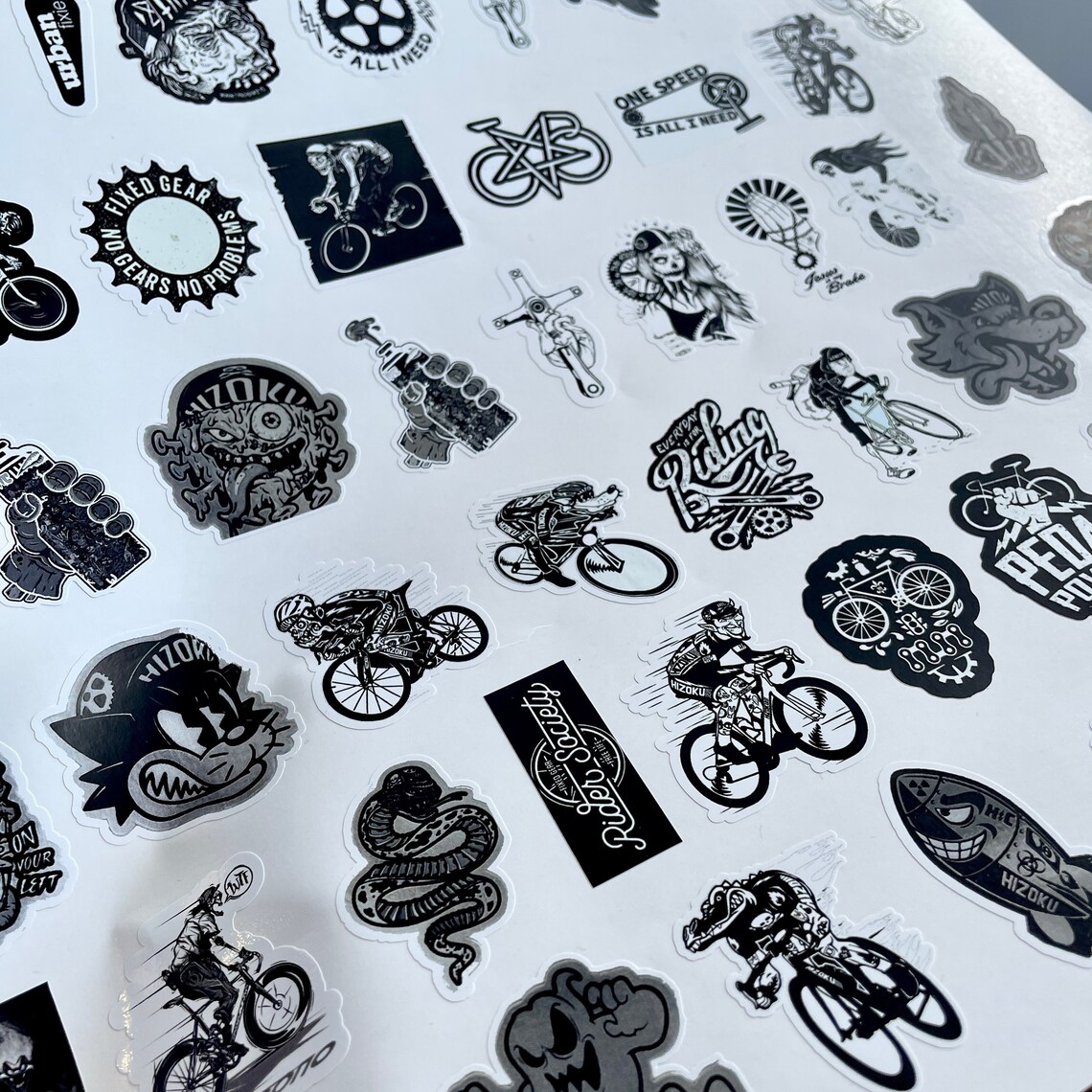Bicycle Black and White Stickers / Decals Set Stickerbombing - Etsy