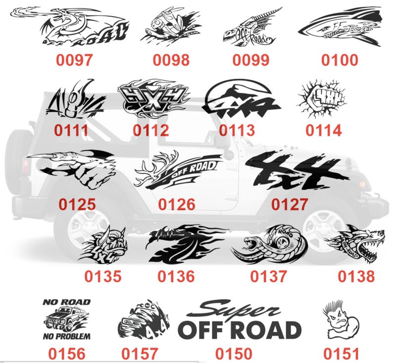 4x4 off Road Truck Decals Stickers Selection - SUV - Truck - Hood ...