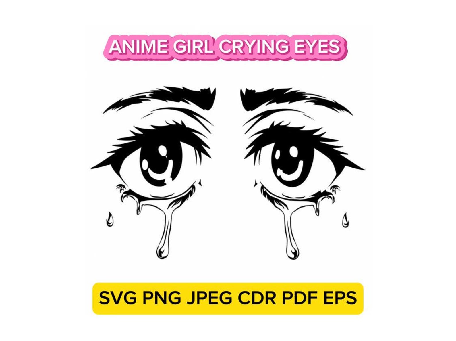 Anime Girl Crying Eyes Digital Download Art - Manga Tyan Face Cute ...