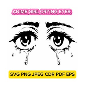 Anime Girl Crying Eyes Digital Download Art - Manga Tyan Face Cute ...