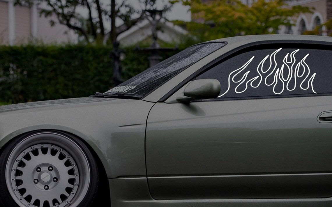 Fire Flame Car Window Decal, JDM Racing Sticker, Windshield Car Decal ...