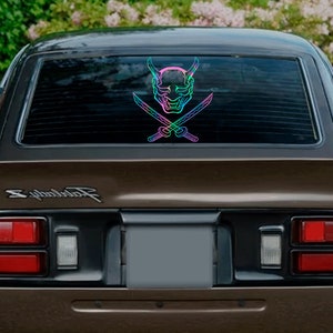 Oni Mask Goon Swords JDM Oil Slick Sticker - Anime Decal - Japan Car ...