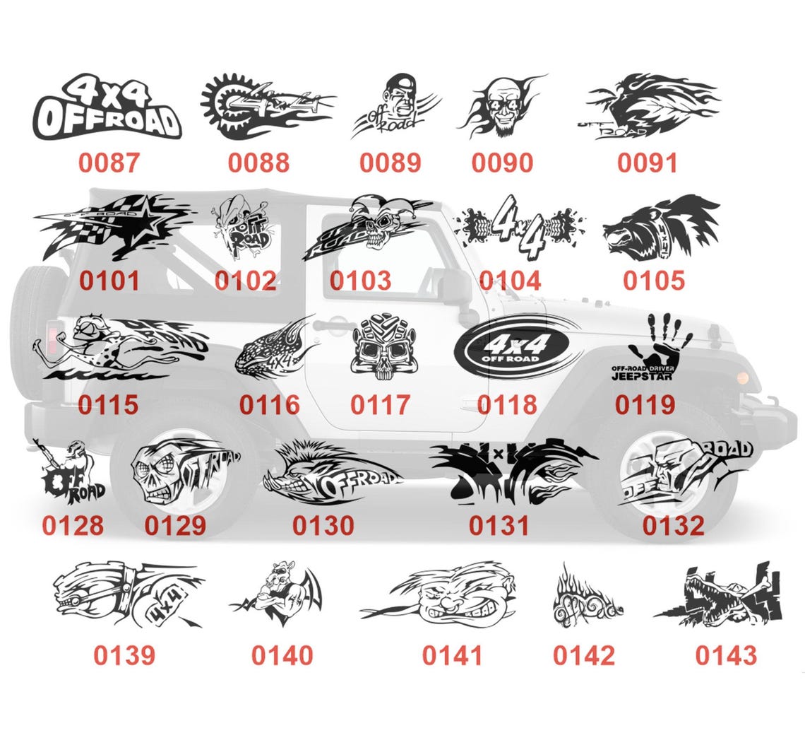 4x4 off Road Truck Decals Stickers Selection - SUV - Truck - Hood ...