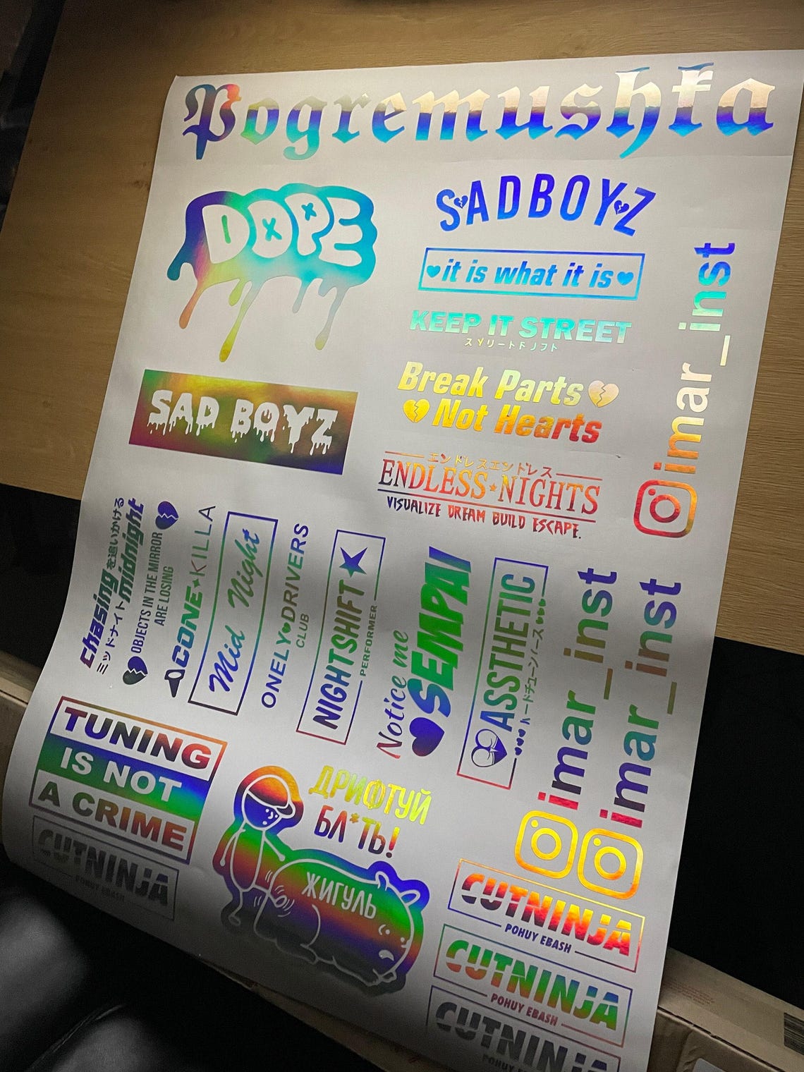 Custom Oil Slick Decal Sticker Logo - Any Text or Silhouette Image ...