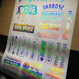 Custom Oil Slick Decal Sticker Logo - Any Text or Silhouette Image ...