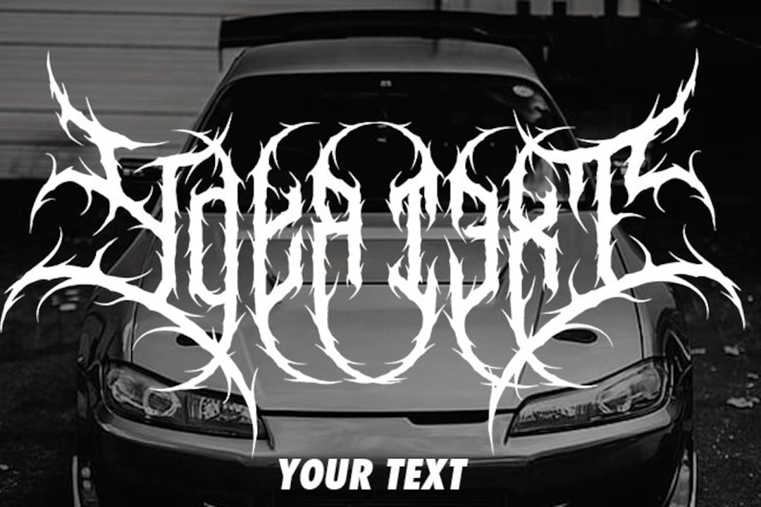 Custom Text Death Metal Style Decal! Windshield Visor Banner Stripe ...