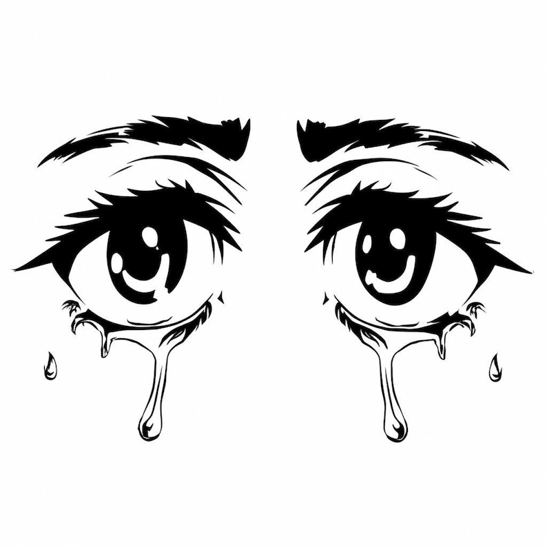 Anime Girl Crying Eyes Digital Download Art - Manga Tyan Face Cute ...
