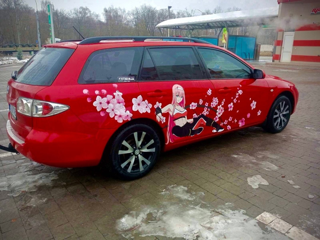 Anime Girl With Sakura Car Livery Cherry Blossom Large Vinyl Die Cut ...