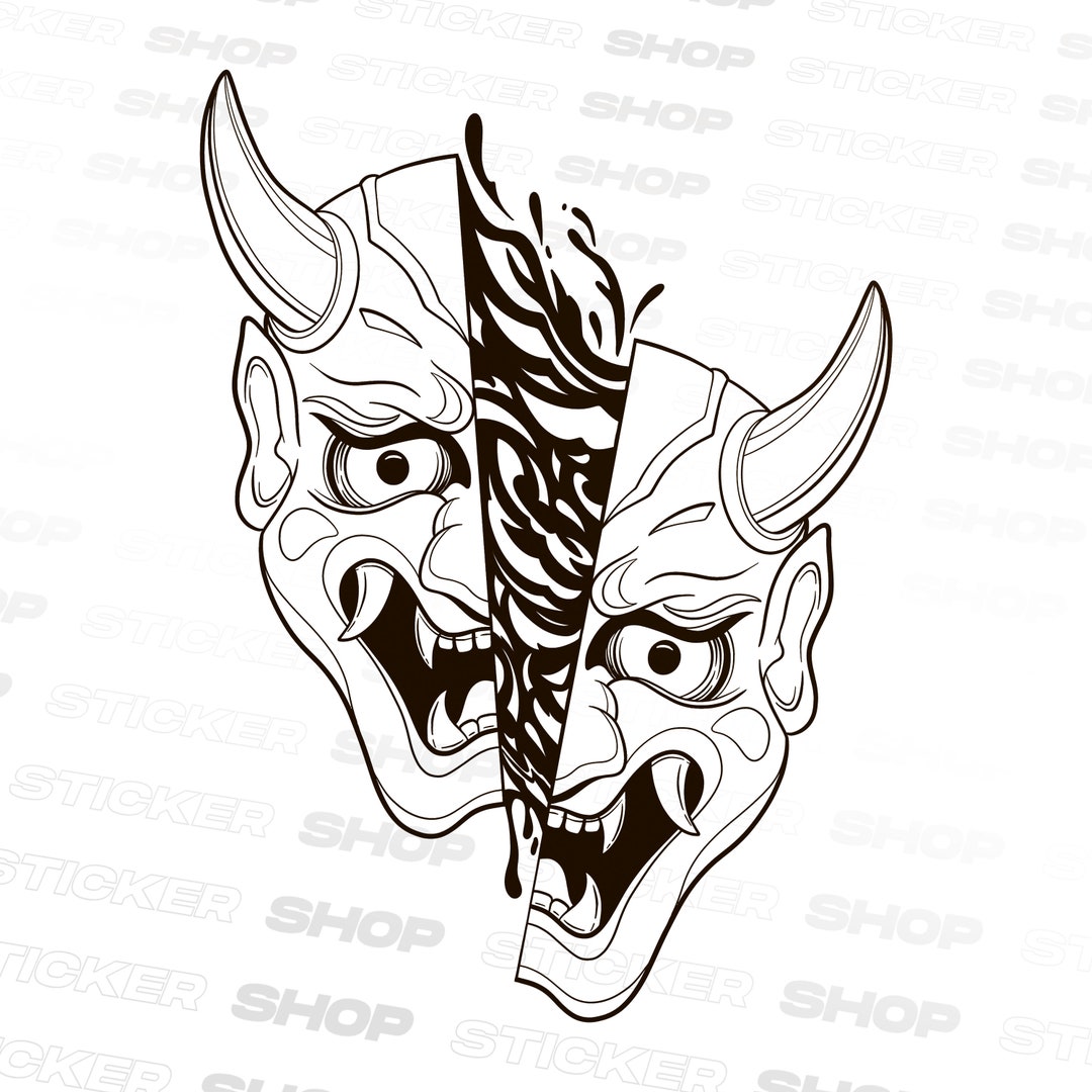 Samurai Oni Mask JDM Oil Slick Sticker Oni Mask - Anime Decal - Japan ...