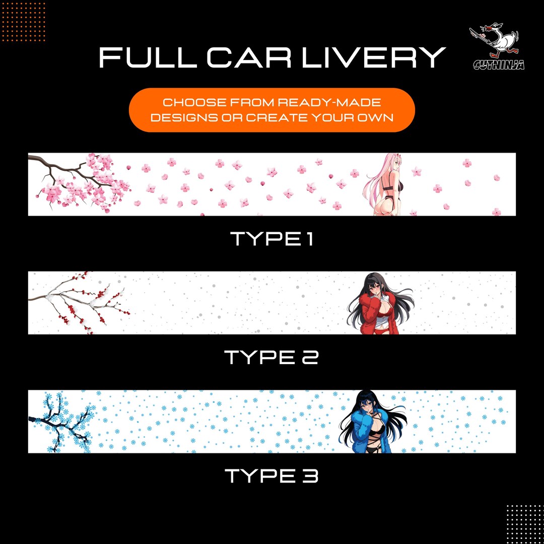 Kawaii Anime Car Decal, Cute JDM Sticker for Car Livery and Bumper, Fun ...