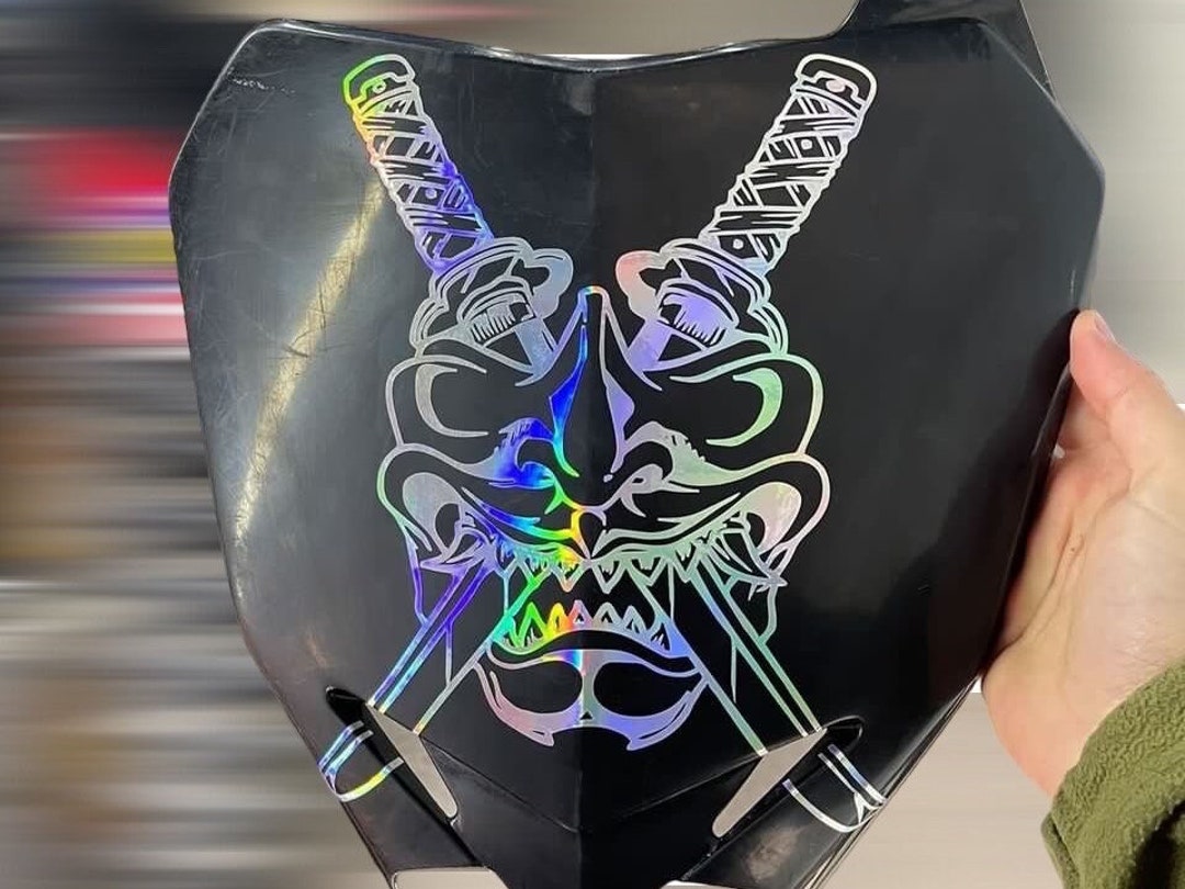 Samurai Katana JDM Oil Slick Sticker Oni Mask Goon Anime Decal - Japan ...
