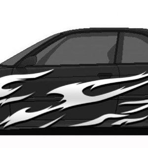 Flames Livery Car Side Sticker, Custom Vehicle Wrap for Race Car Drift ...