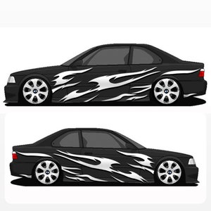 Flames Livery Car Side Sticker, Custom Vehicle Wrap for Race Car Drift ...
