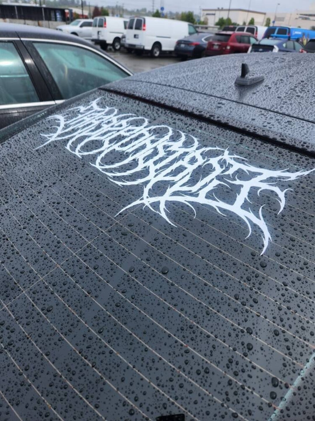 Custom Text Dark Metal Style Decal! Windshield Visor Banner Stripe ...